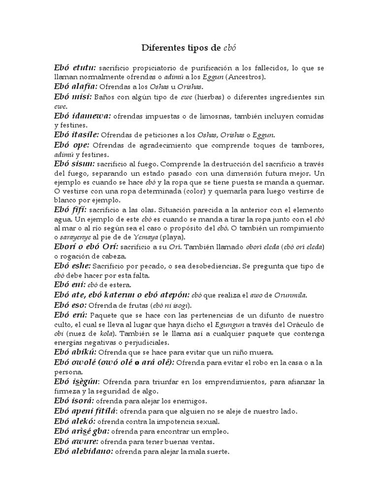 Tipos de Ebo PDF | PDF