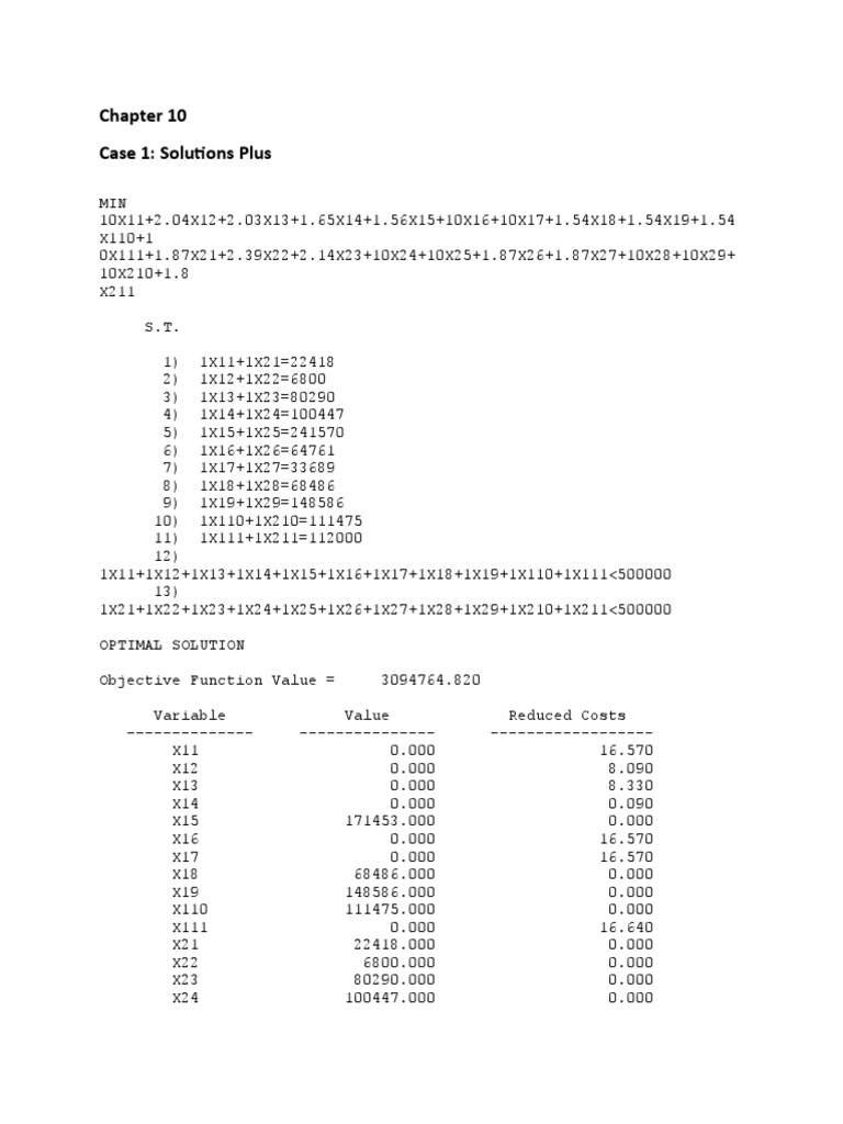 Case 1: Solutions Plus | PDF | Linear Programming | Numerical Analysis