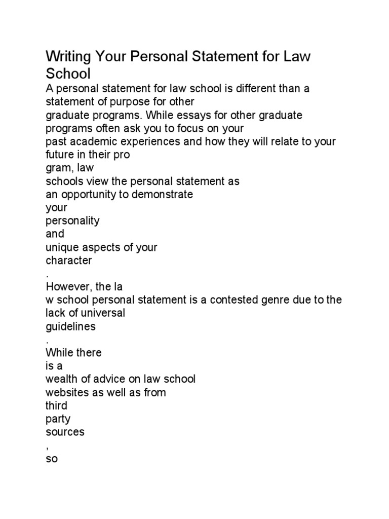Writing Your Personal Statement For Law School | PDF | Essays | Schools