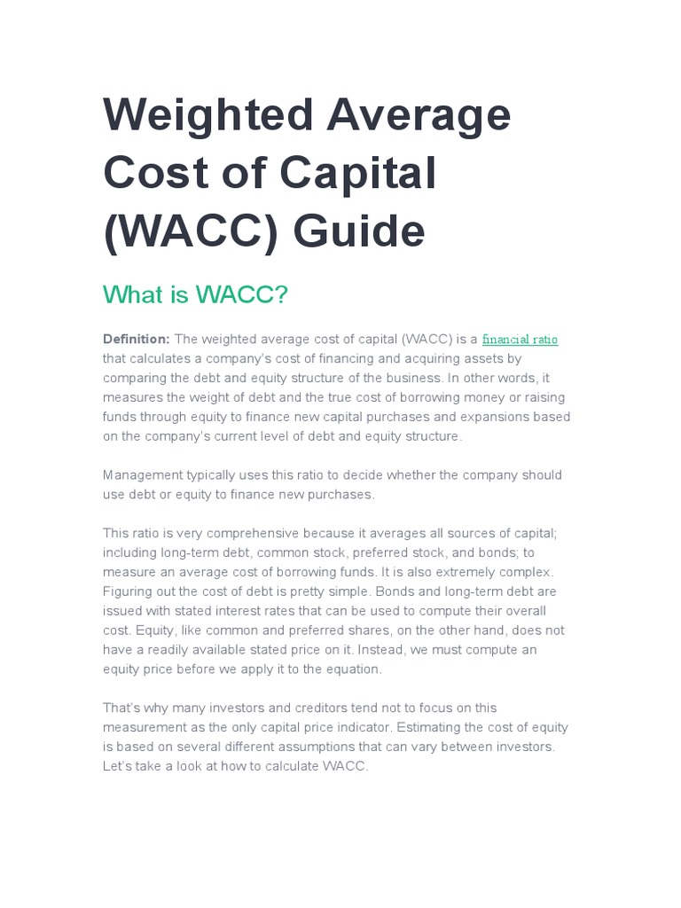 Weighted Average Cost of Capital | PDF | Cost Of Capital | Net Present ...