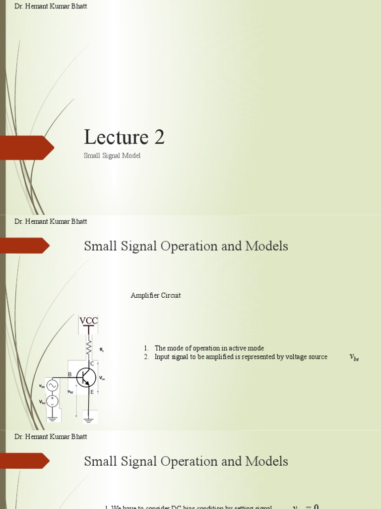 Small Signal Model for Amplifiers | PDF | Bipolar Junction Transistor ...