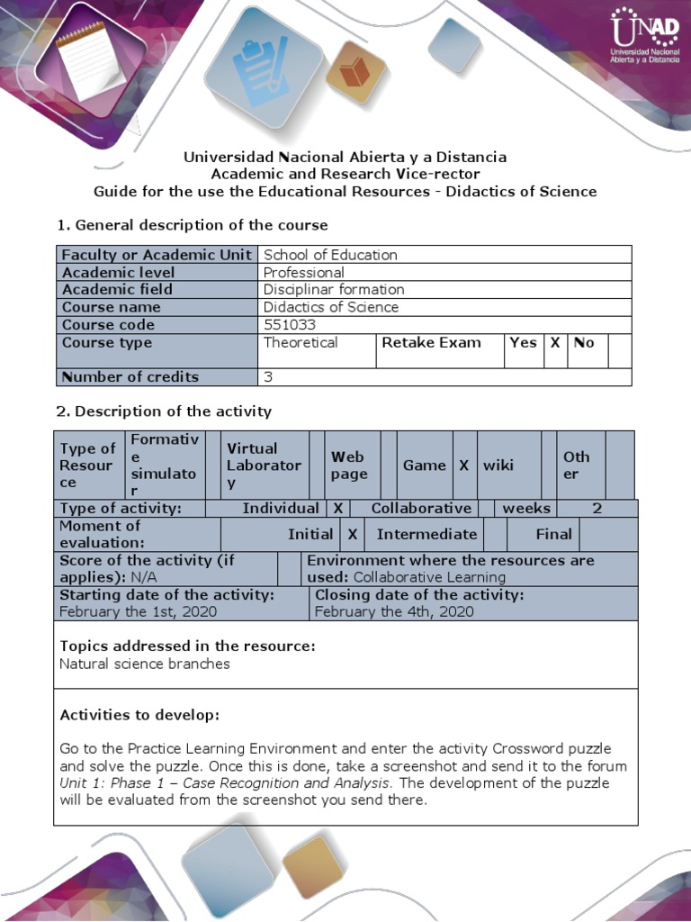 Guide For The Use of Educational Resources Didactics of Science Unad ...