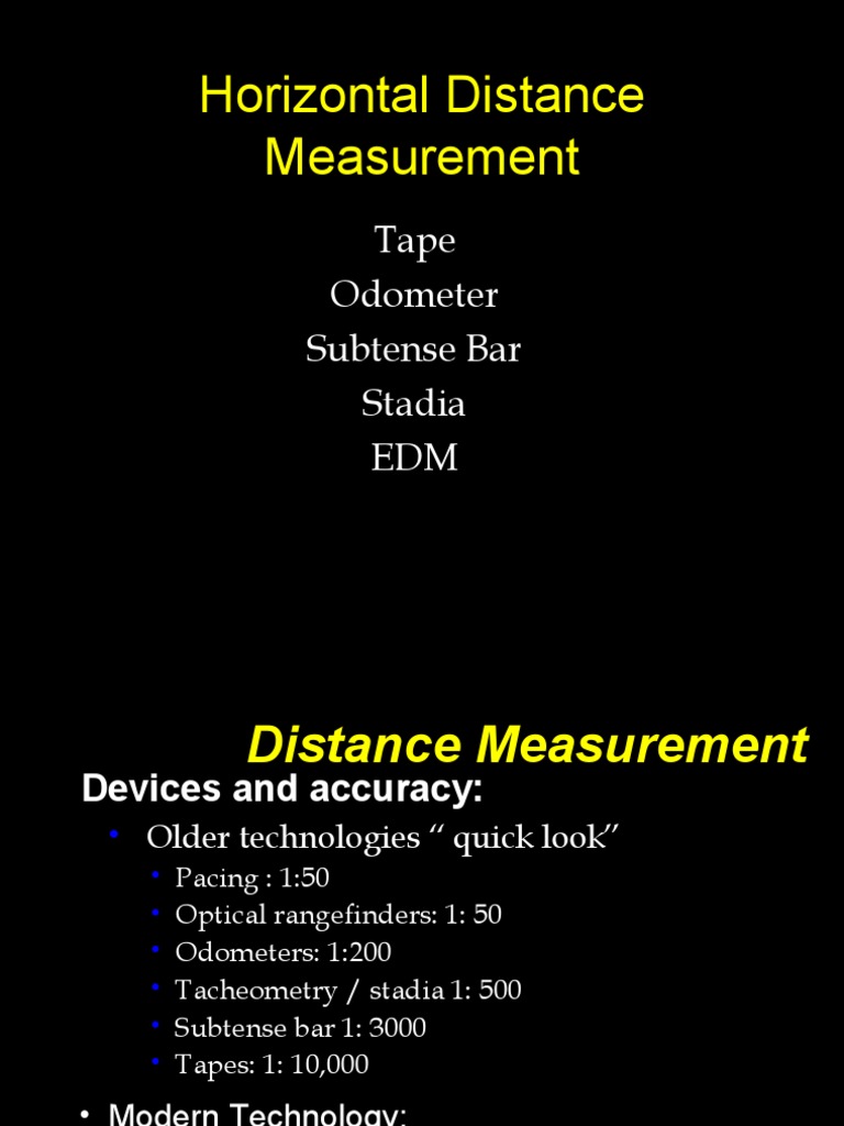 Horizontal Distance Measurement: Tape Odometer Subtense Bar Stadia EDM ...
