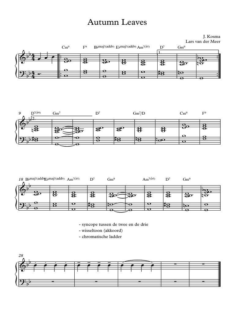 Autumn Leaves Piano Chords | PDF