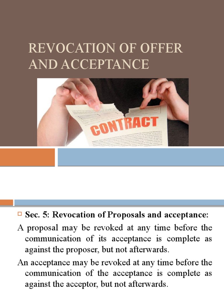 Revocation of Offer and Acceptance | Download Free PDF | Offer And ...