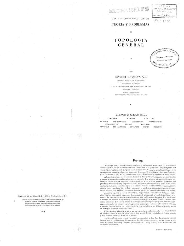 Topología - Lipschutz Teoría y Problemas de Topología General PDF | PDF ...