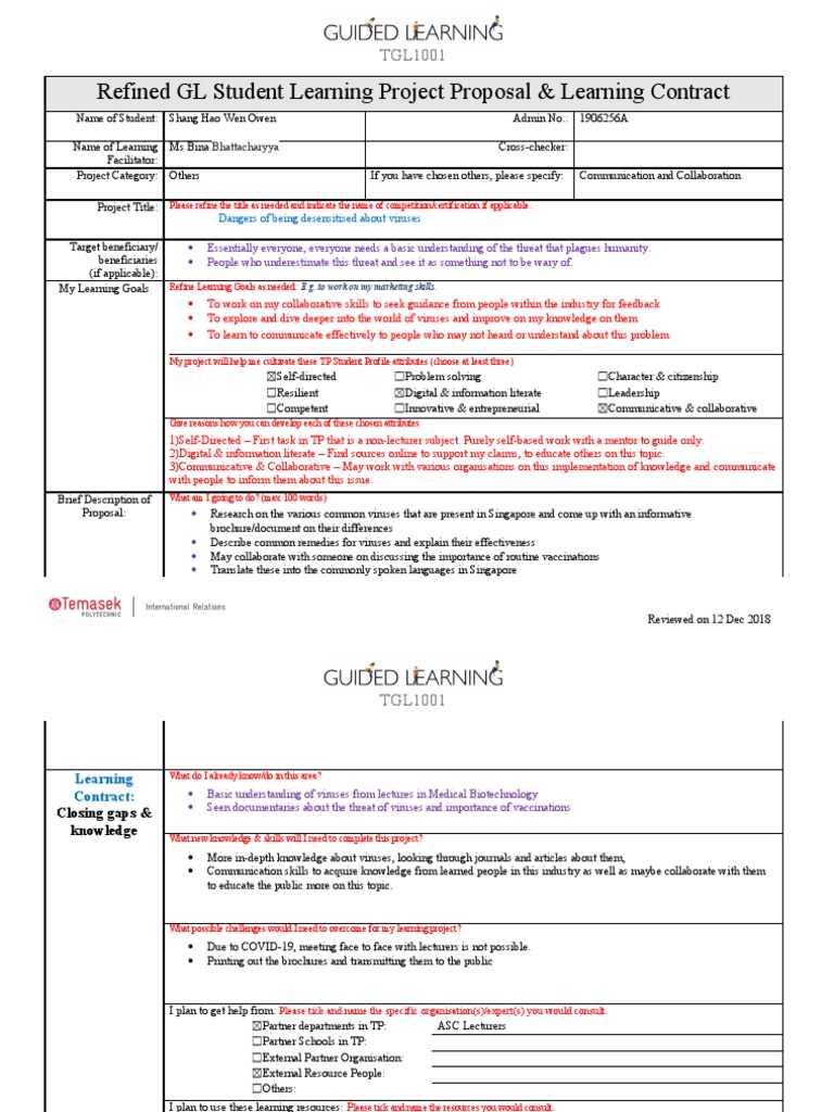 GL03 - Refined Proposal & Learning Contract Template - Oct19 (AutoRecovered) | PDF | Learning ...