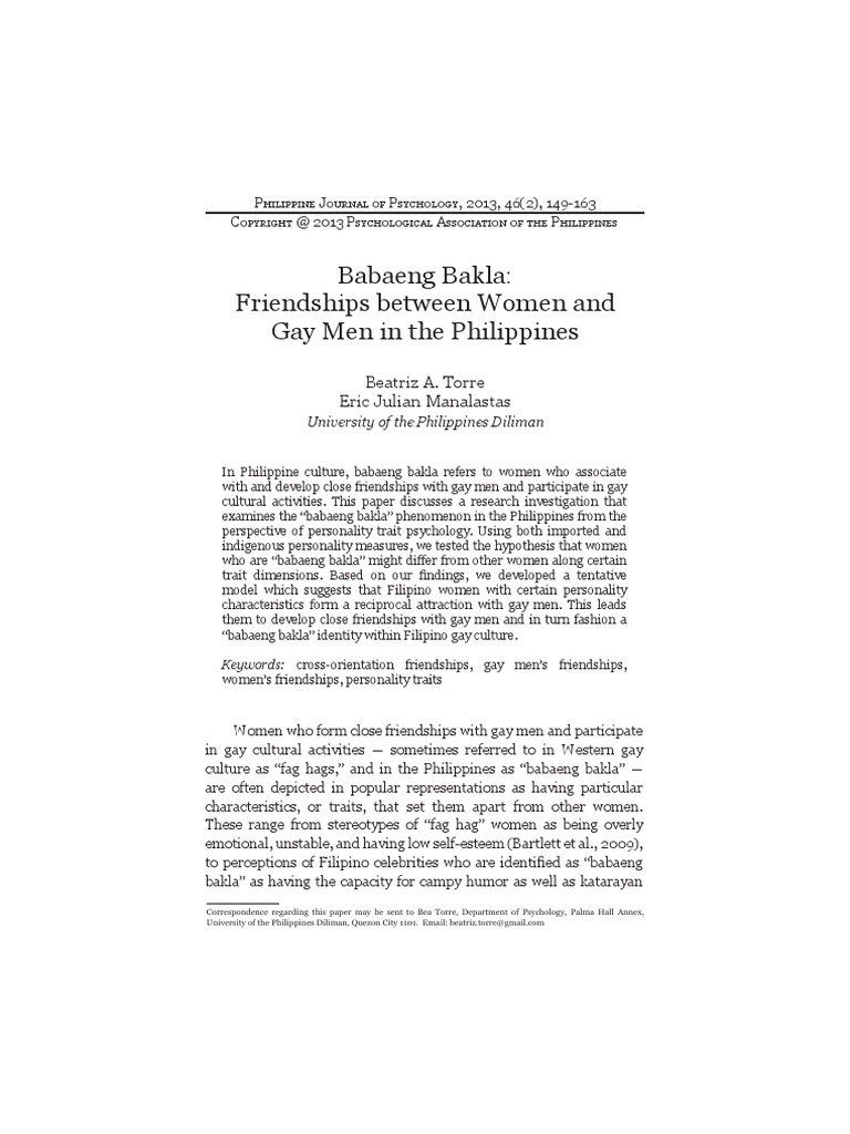 Babaeng Bakla: Friendships Between Women and Gay Men in The Philippines ...