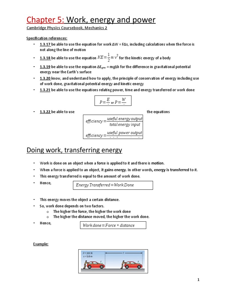 Cambridge Physics U1 Work, Energy and Power | PDF | Potential Energy ...