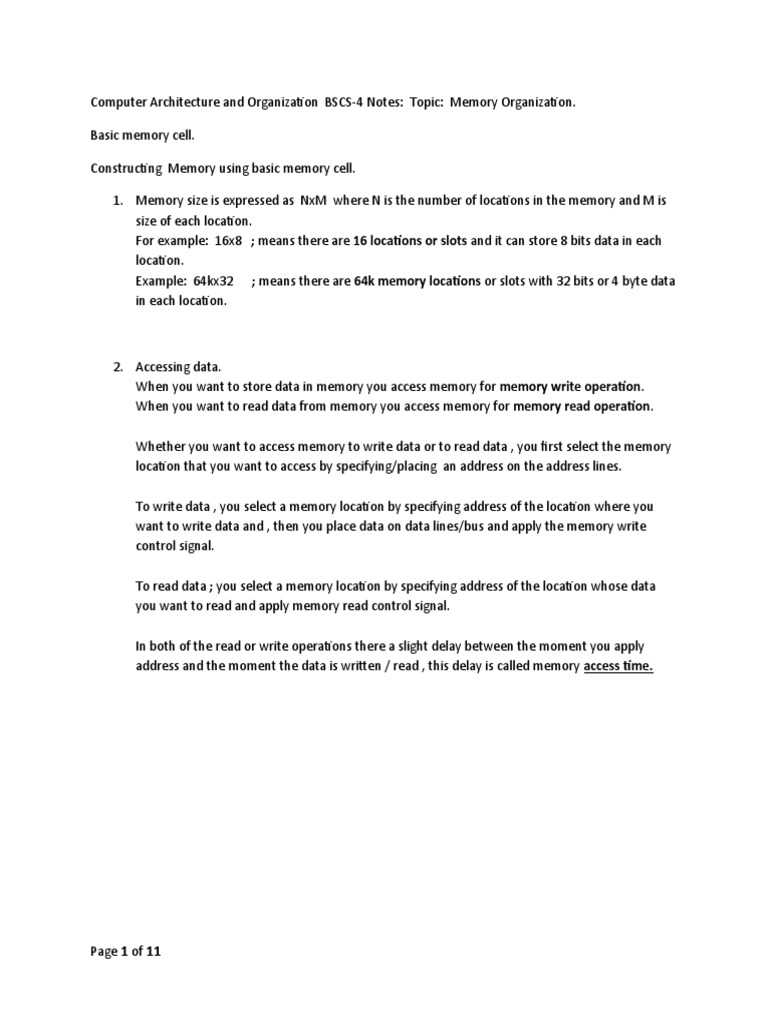 Memory Organization CAO | PDF | Computer Memory | Computer Data Storage