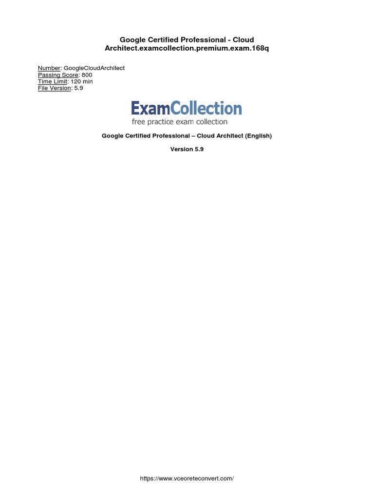 Examcollection - GCP Professional Cloud Architect PDF | PDF | Cloud Computing | Databases