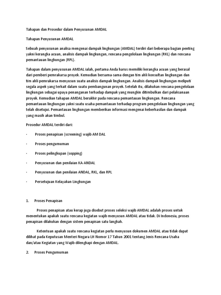 Tahapan dan Prosedur AMDAL | PDF