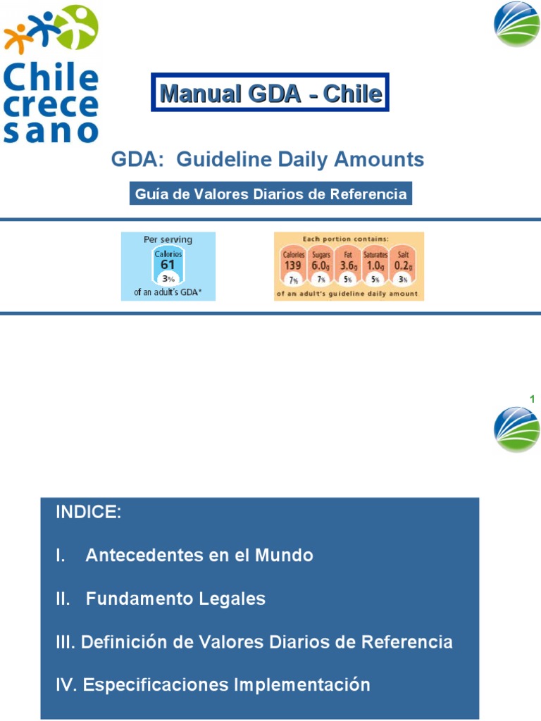 Guía de Valores Diarios de Referencia GDA | PDF | Carbohidratos ...