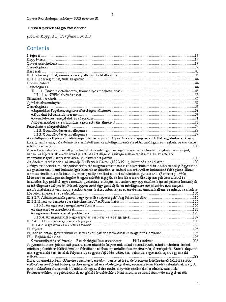 Orvosi Pszichologia Tankonyv | PDF