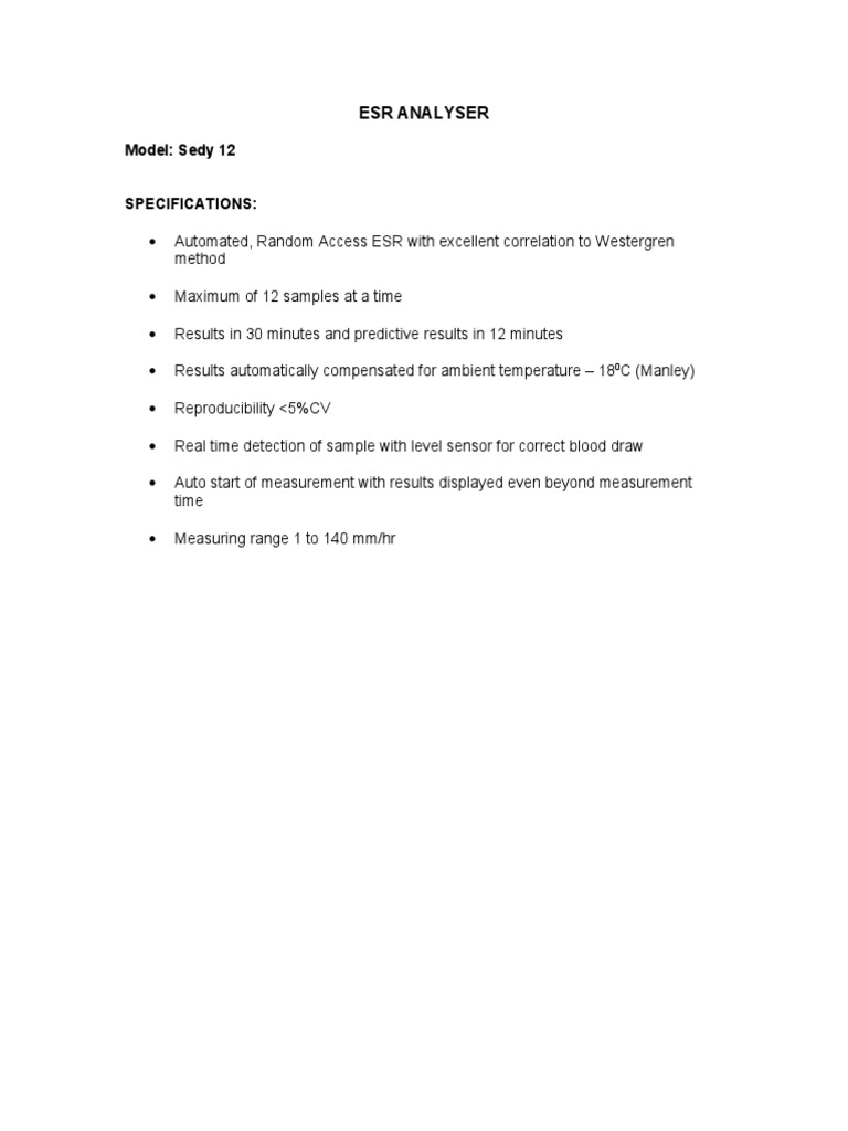 ESR Specifications
