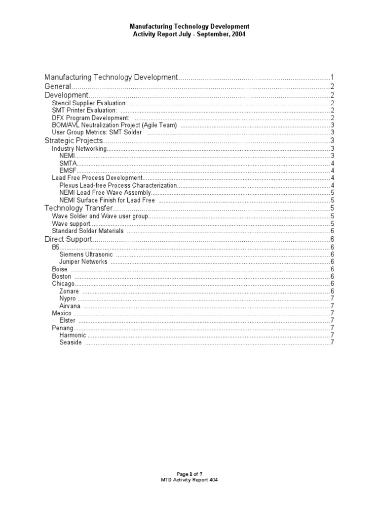 MTD Activity Report 4Q04 | PDF | Electronic Engineering | Materials