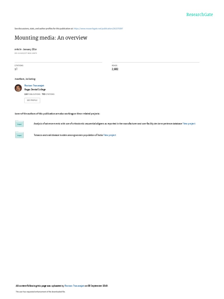 Mounting Media: An Overview: January 2014 | PDF | Histology | Staining