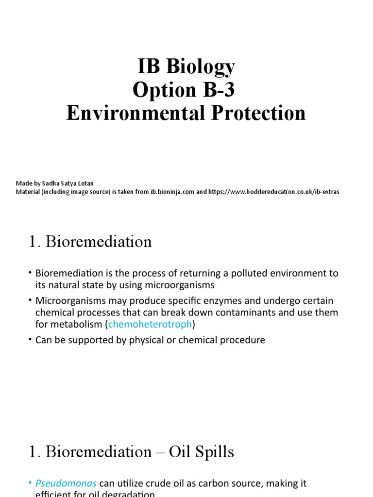 IB Biology Option B-3 Environmental Protection | PDF | Biofilm | Bacteria