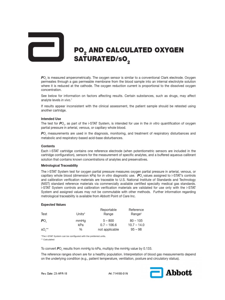 PO2 Test Information | PDF | Hemoglobin | Blood