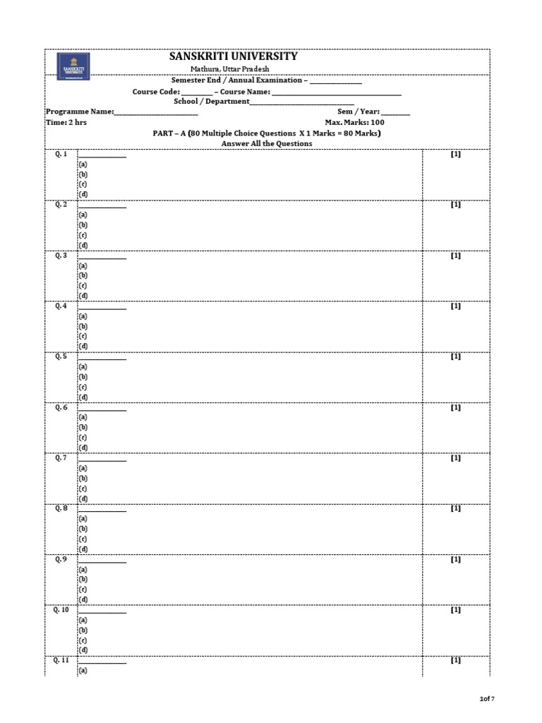 Sanskriti University Exam Format | PDF | Educational Assessment And ...