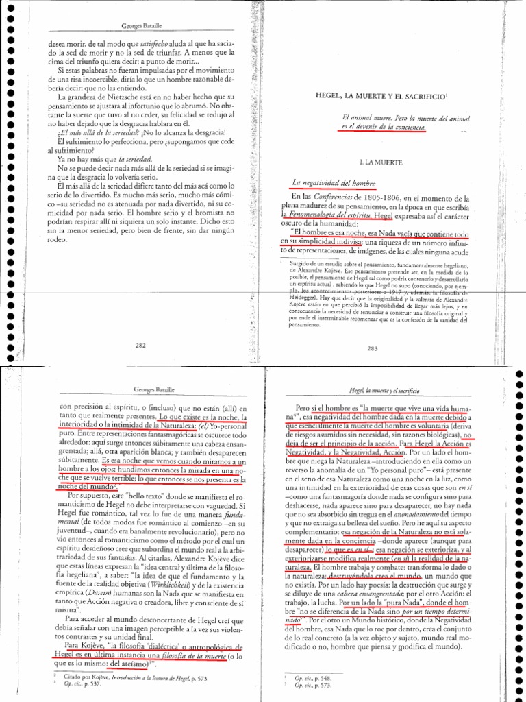 Hegel, La Muerte y El Sacrificio. A.H. | PDF