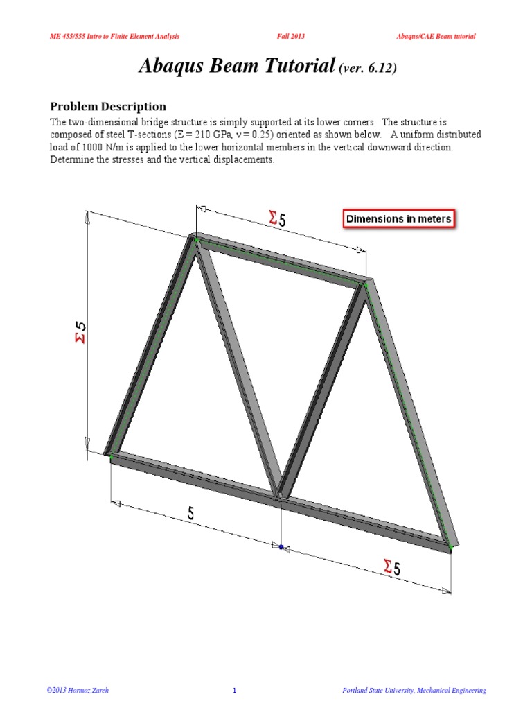 Abaqus Beam Tutorial PDF | PDF | Stress (Mechanics) | Finite Element Method
