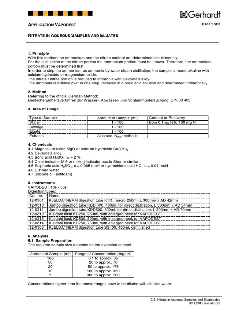 Applications-Application - C.3. Nitrate in Aqueous Samples and Eluates ...