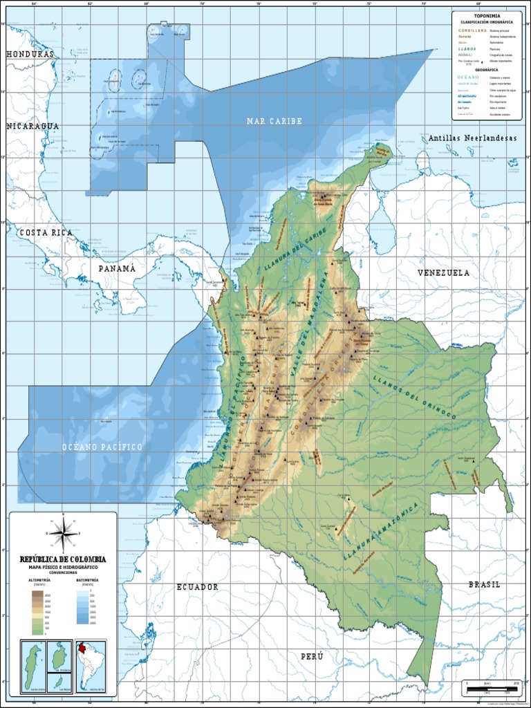 Mapa de Colombia (Relieve) | PDF | Oceanografía Física | Ciencias de la ...