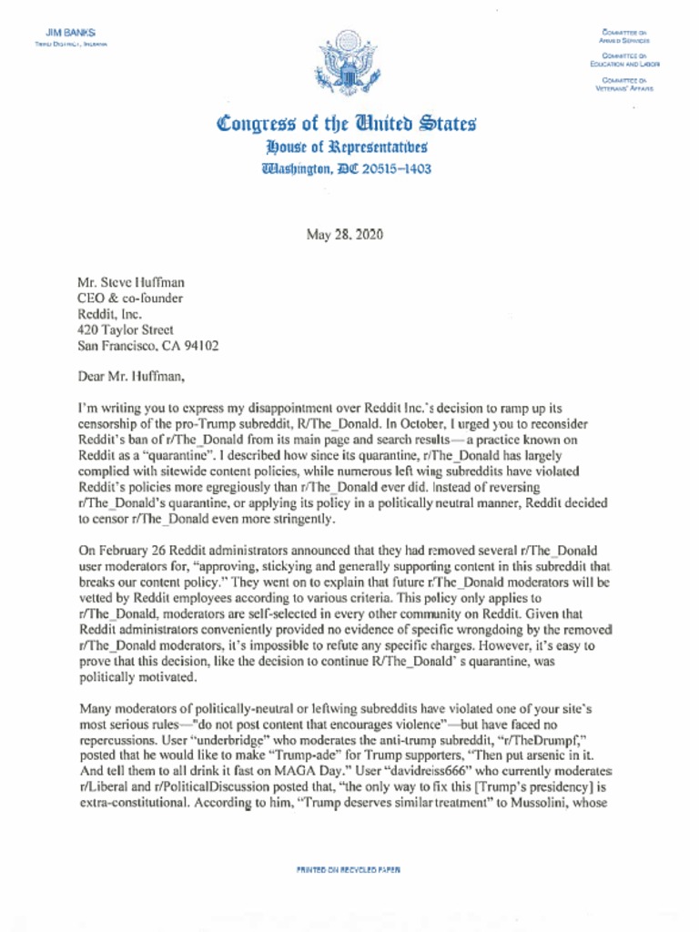 Reddit Censorship Letter | PDF