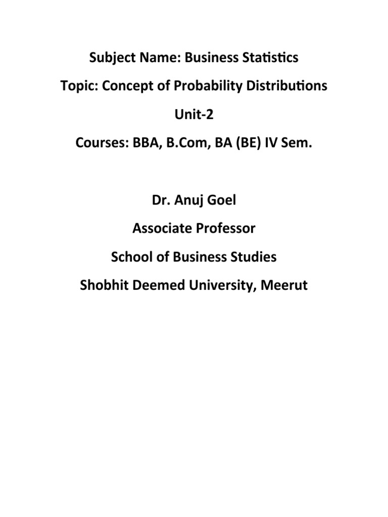 Unit-2 Concept of Probability Distributions 29.04.20 | PDF | Normal ...