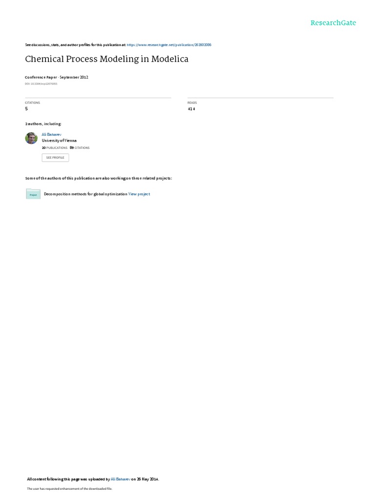 Chemical Process Modeling in Modelica: September 2012 | PDF | Enthalpy ...