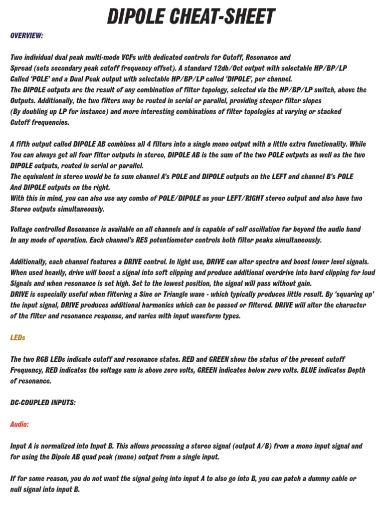 DP Cheat Sheet 1.50 | PDF | Filter (Signal Processing) | Resonance
