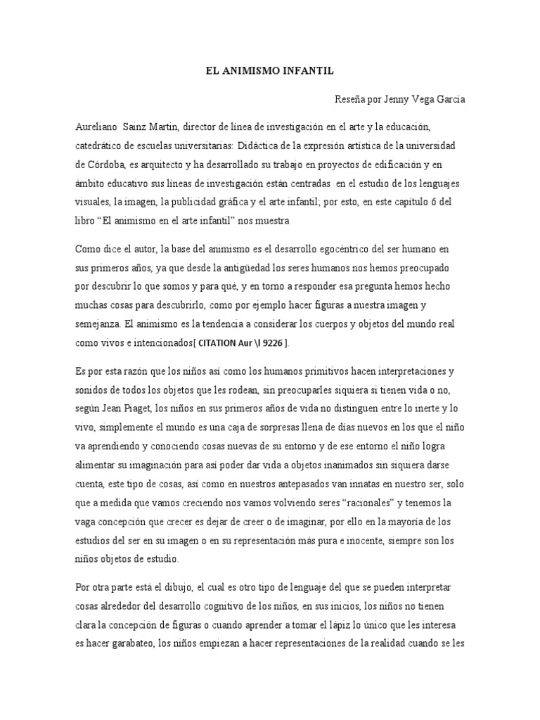 El Animismo Infantil | PDF | Dom | Homo Sapiens