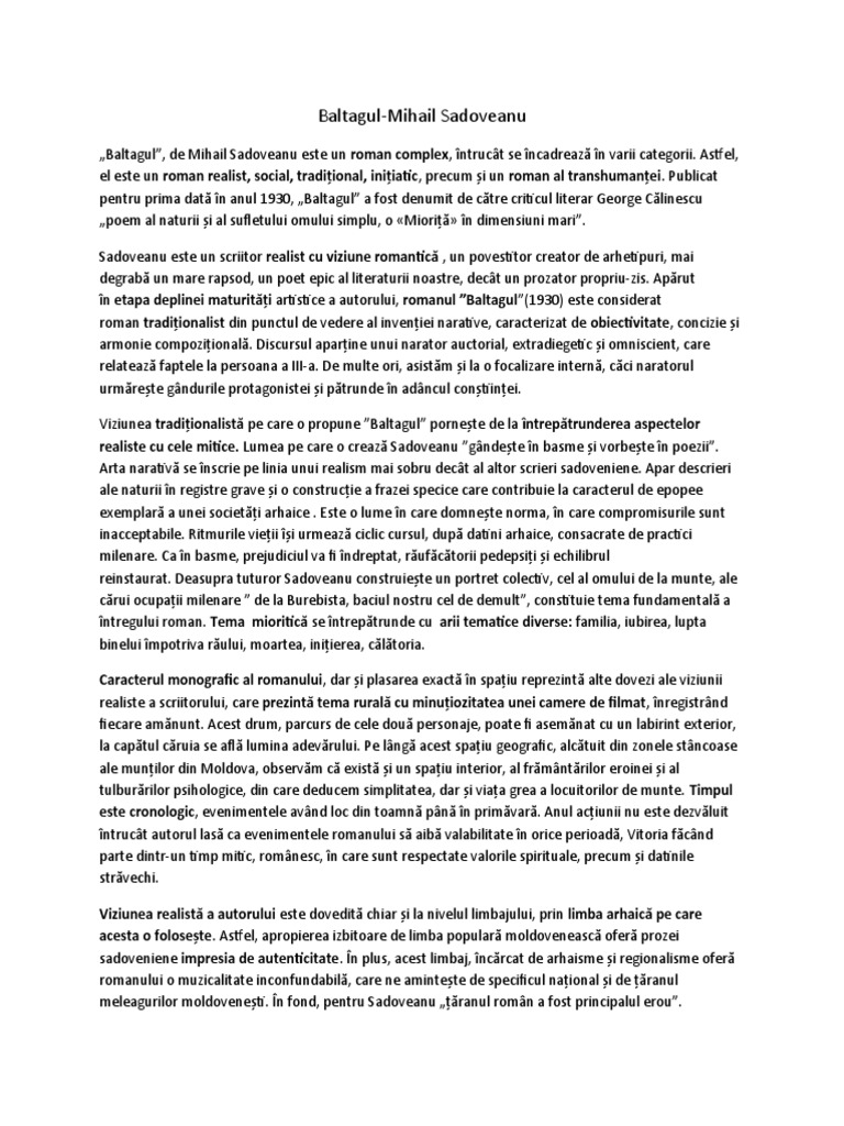 Baltagul Particularitati | PDF