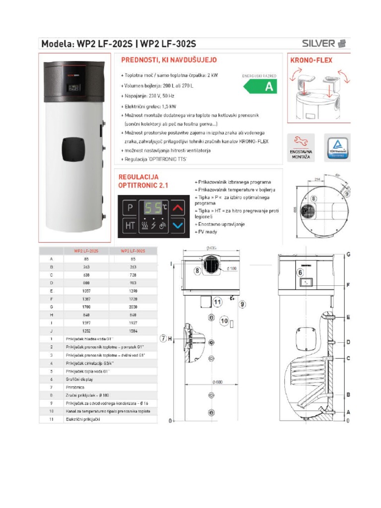Toplotna Pumpa Za Sanitarnu Vodu Sa 200 I 300 Litara Bojlerom | PDF