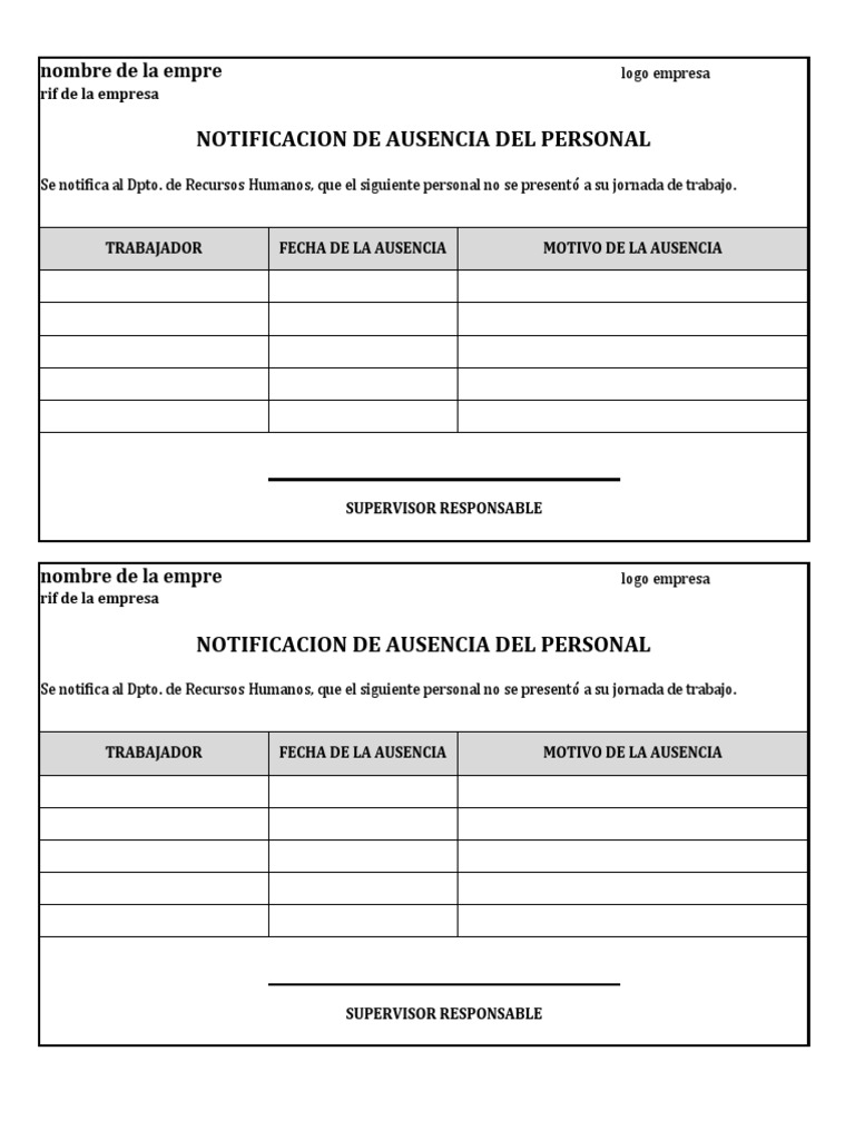 Notificacion de Ausencia | PDF
