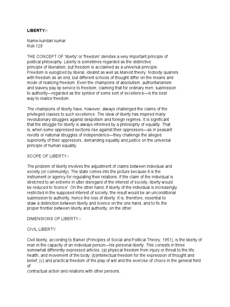 Understanding the Scope and Dimensions of Liberty | PDF | Liberty ...