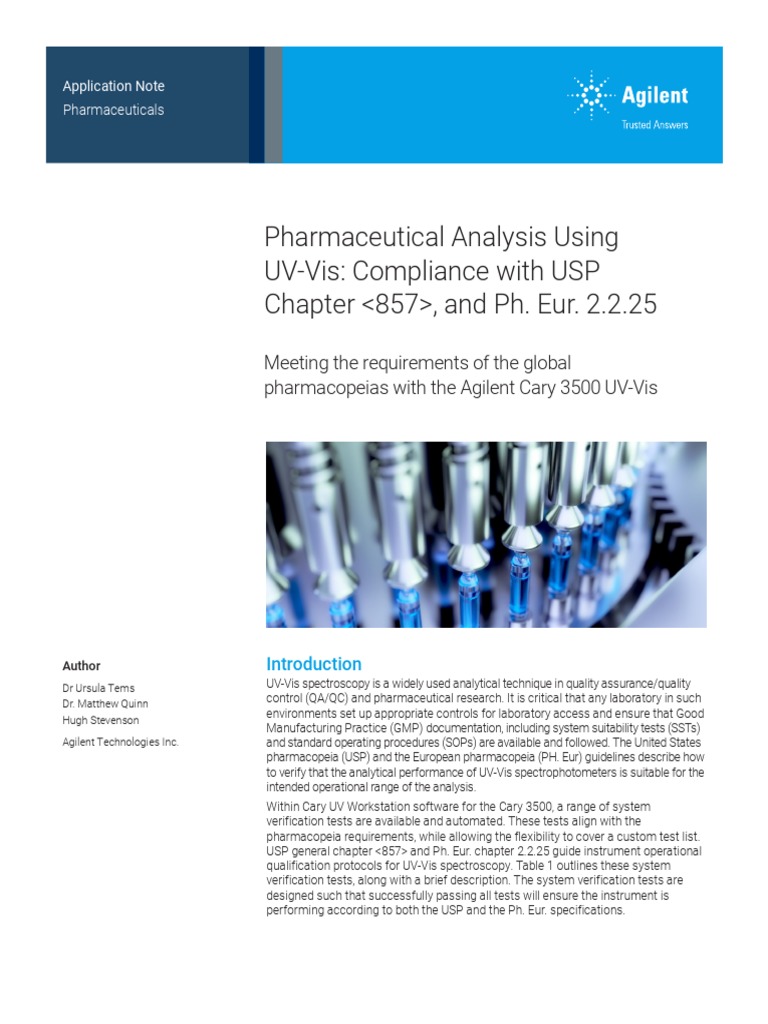 Agilent UV-Vis Compliance With USP | PDF | Ultraviolet–Visible ...