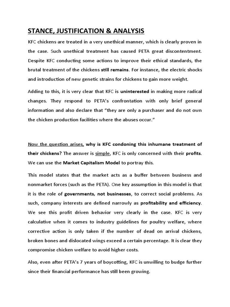 Analysis KFC | PDF | People For The Ethical Treatment Of Animals ...