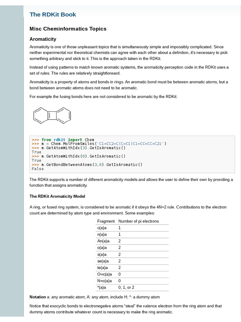 The RDKit Book - The RDKit 2020.03.1 Documentation PDF | PDF | Aromaticity | Thread (Computing)