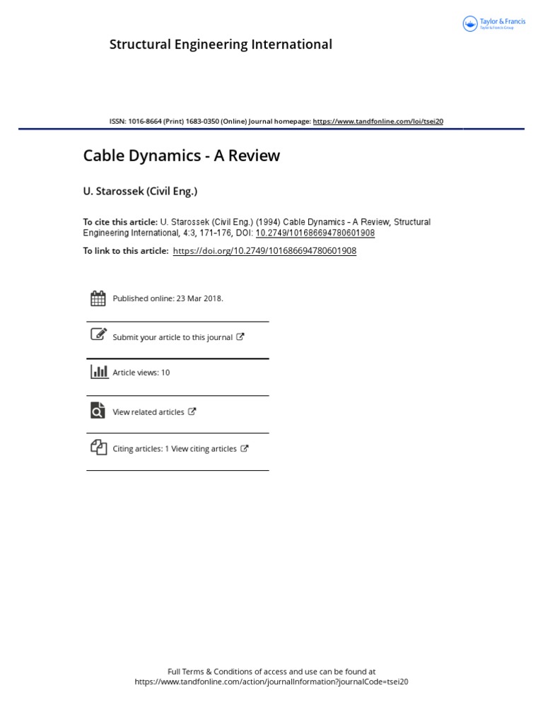 Cable Dynamics A Review | PDF | Stiffness | Elasticity (Physics)