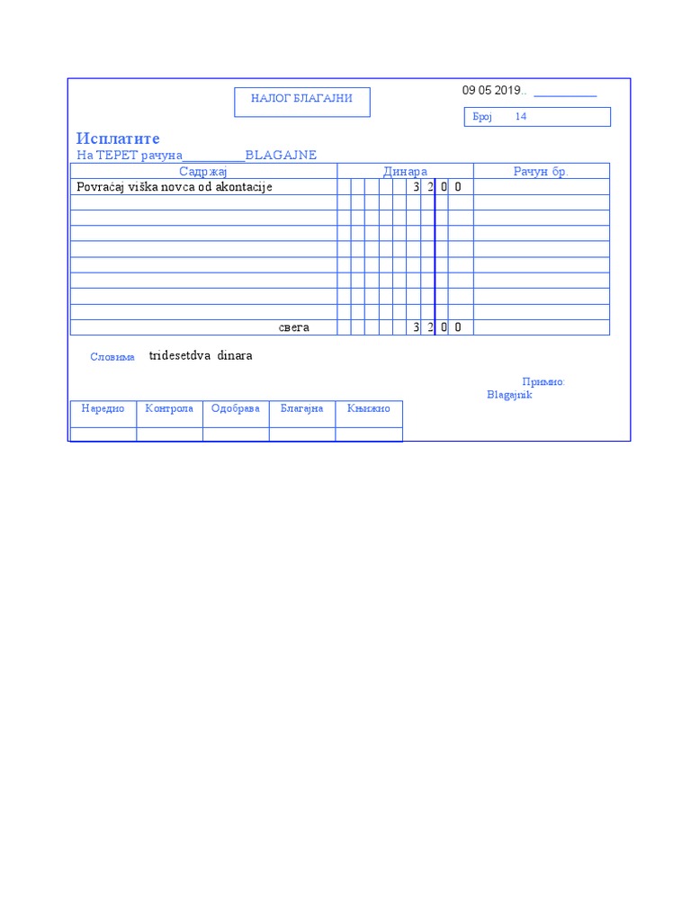 Nalog Blagajni Isplata | PDF