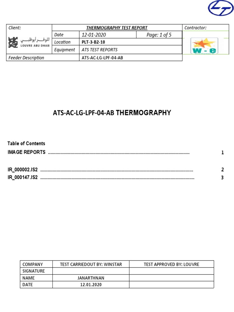 Thermography Test Report - ATS-AC-LG-LPF | PDF | Thermography | Optics
