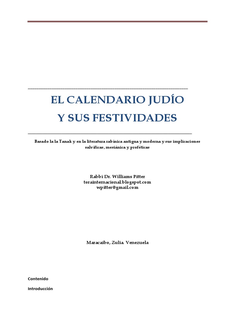 A - Libro Calendario Judio y Sus Festividades | PDF | Calendario hebreo ...
