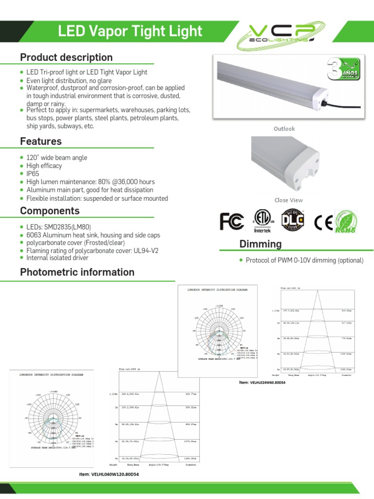 3 VCP ECOLIGHTING LED Vapor Tight Light | PDF | Building Engineering ...