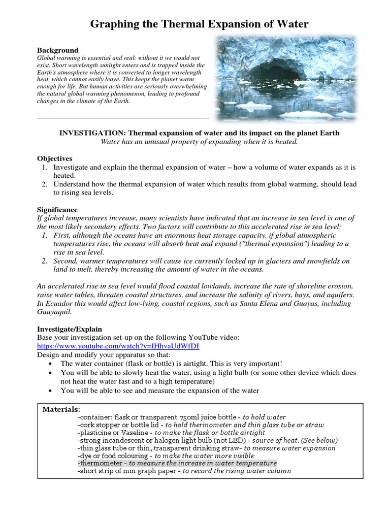 Graphing Thermal Expansion of Water | PDF | Sea Level Rise | Global Warming