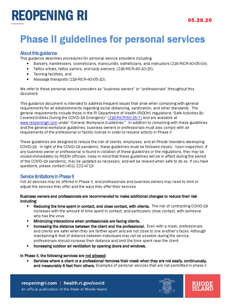 Phase II Guidelines For Personal Services: About This Guidance | PDF ...