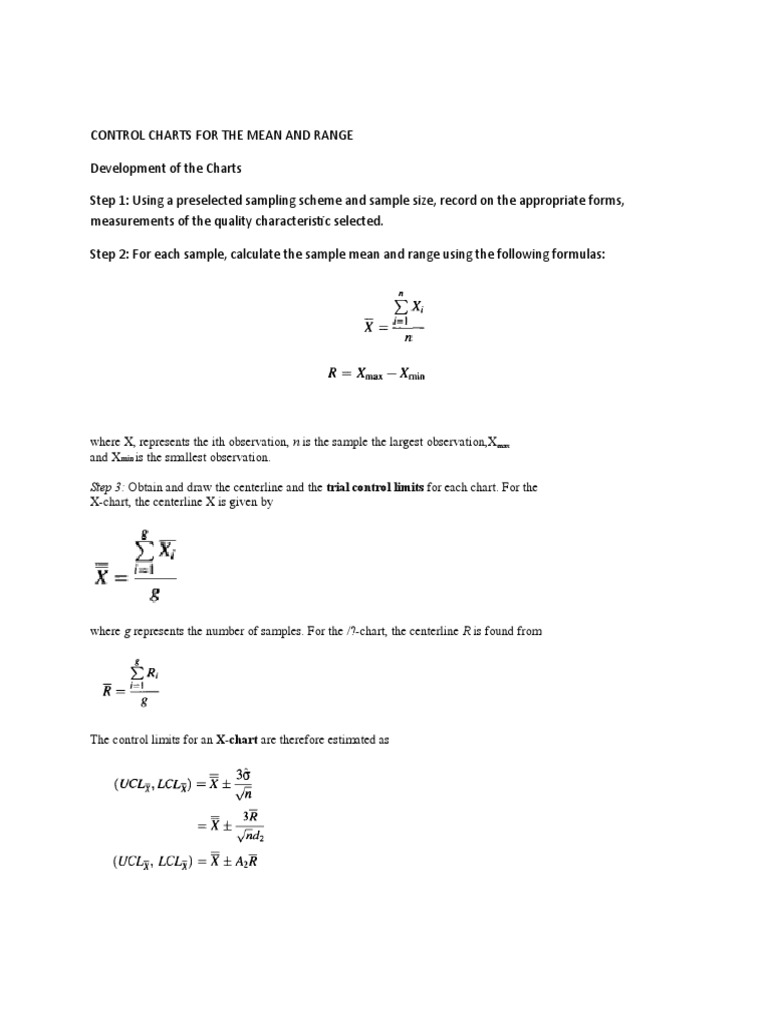 Control Charts For The Mean and Range | PDF