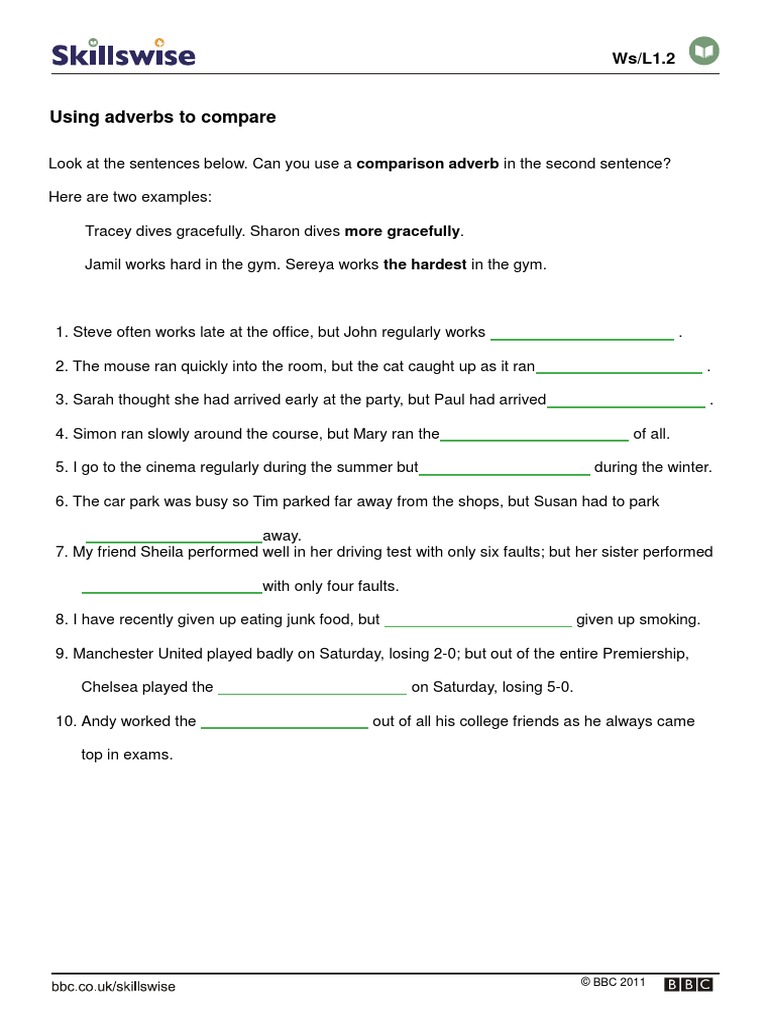 Using Adverbs To Compare | PDF