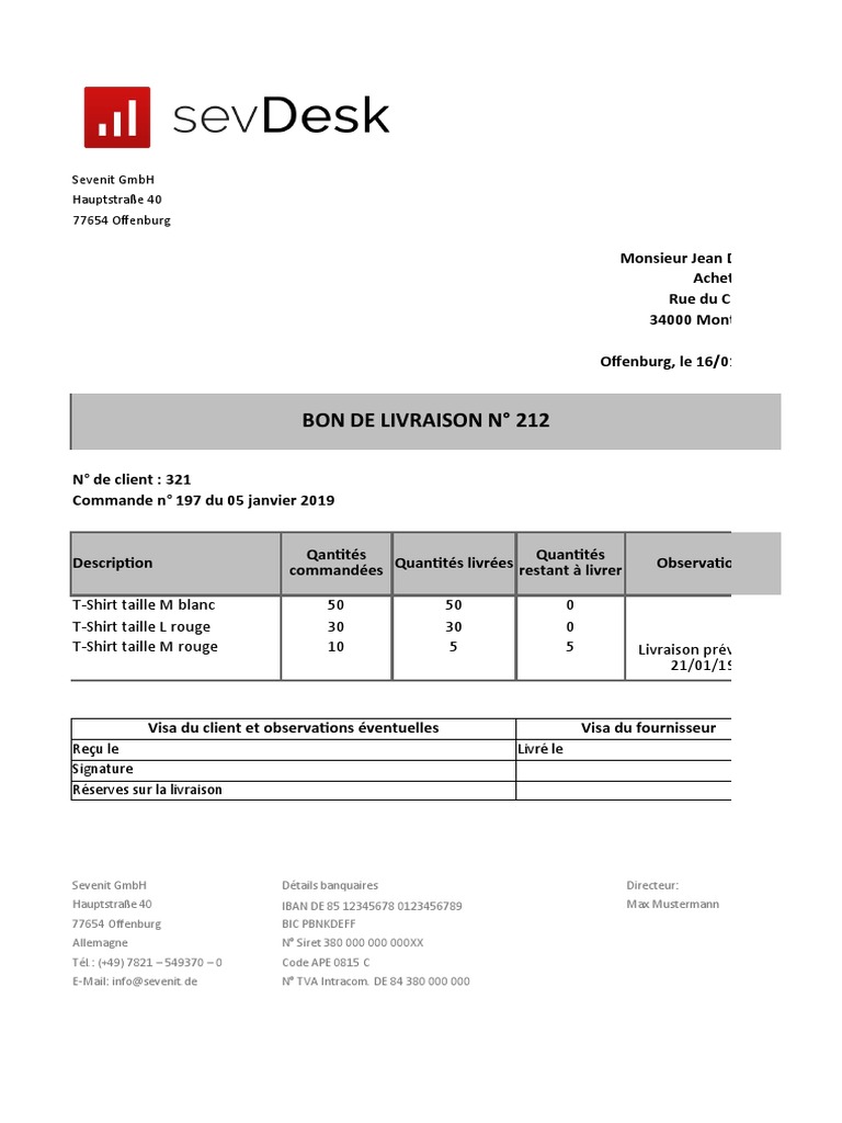 Modèle de bon de livraison simple | PDF
